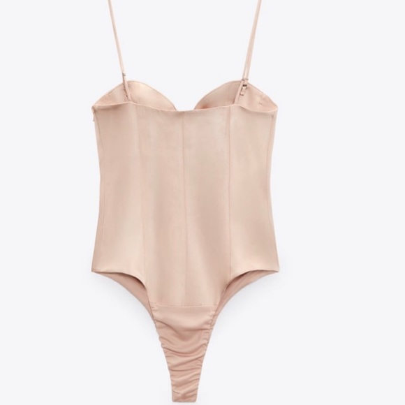 Zara | Tops | Zara Satin Effect Bustier Bodysuit | Poshmark